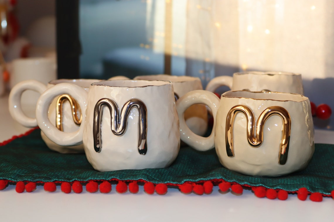 Handmade Ceramic Letter Mug- Initial Cup- Stoneware Coffee Mug - Etsy