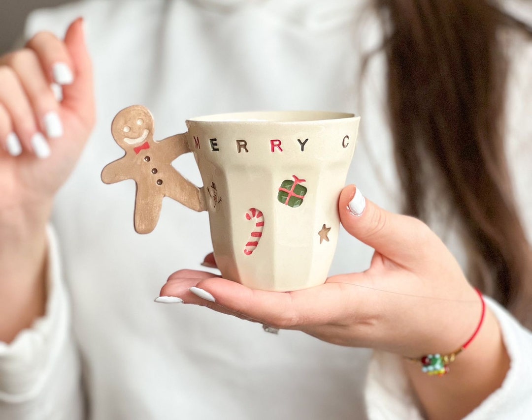 Best Gift for Christmas - Gingerbread Mug - Ceramic Handmade Mug 7 Oz ...