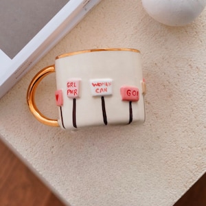 Handmade Ceramic Women Mug - 7 Oz Coffee Mug - Women Can - Women Do Mug ...