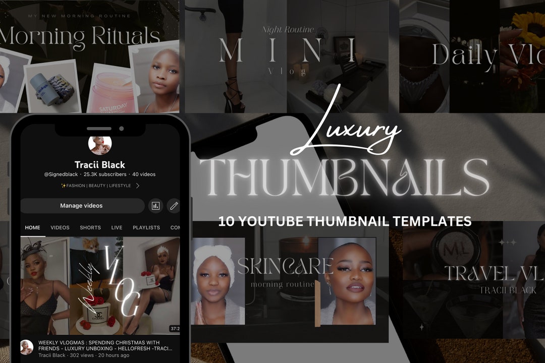 10 Luxury Youtube Thumbnail Templates 2023 - Etsy