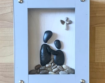 SHADOW BOX PEBBLE Picture Handcrafted Turtle Family - Etsy