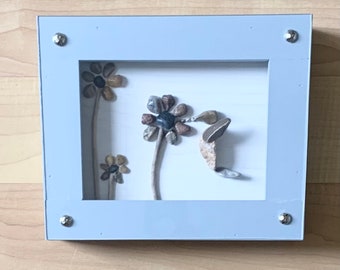 SHADOW BOX PEBBLE Picture Handcrafted, Turtle Family, Battery Operated ...