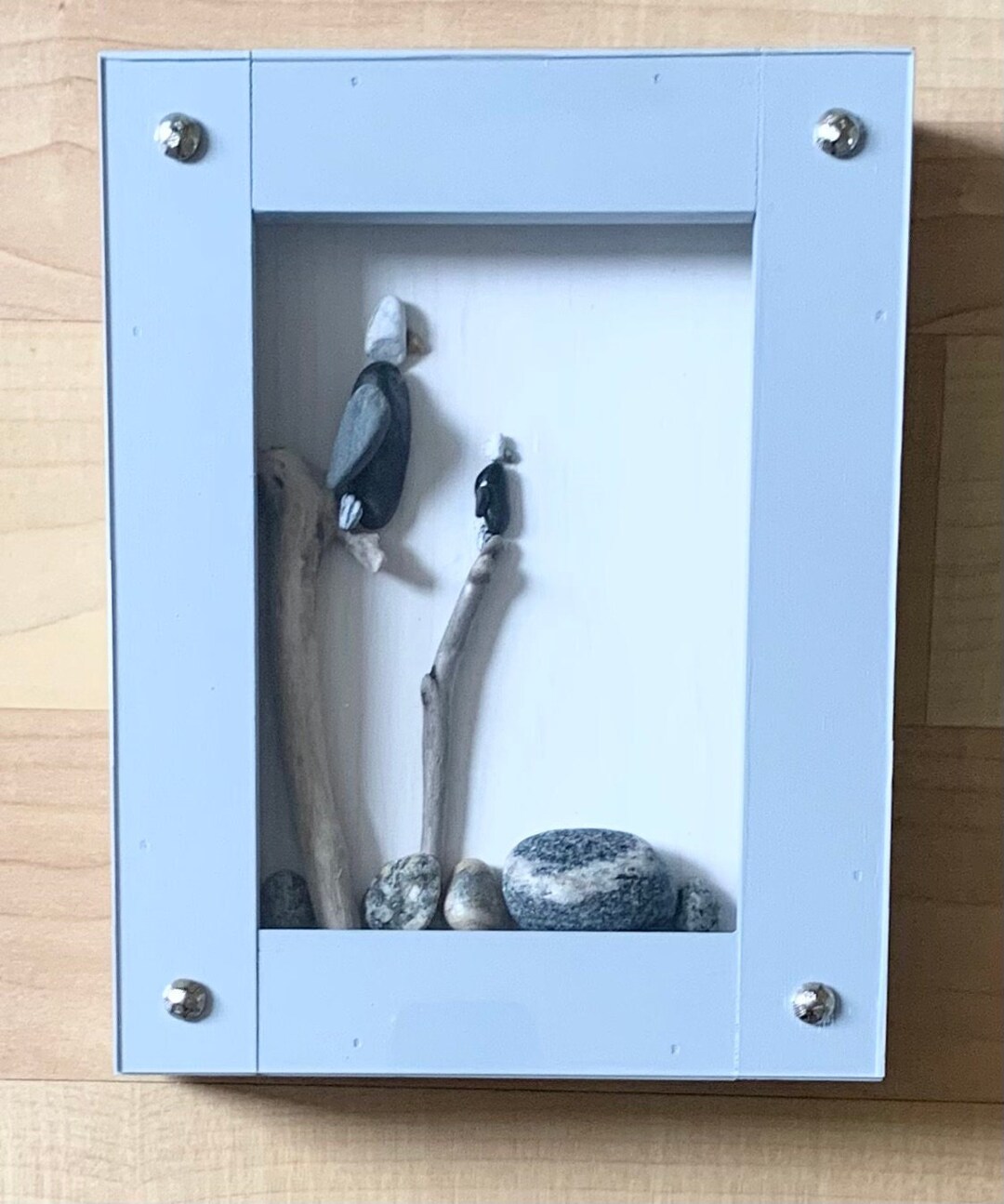 SHADOW BOX PEBBLE Picture!!! Handcrafted, Eagles, Battery Operated ...