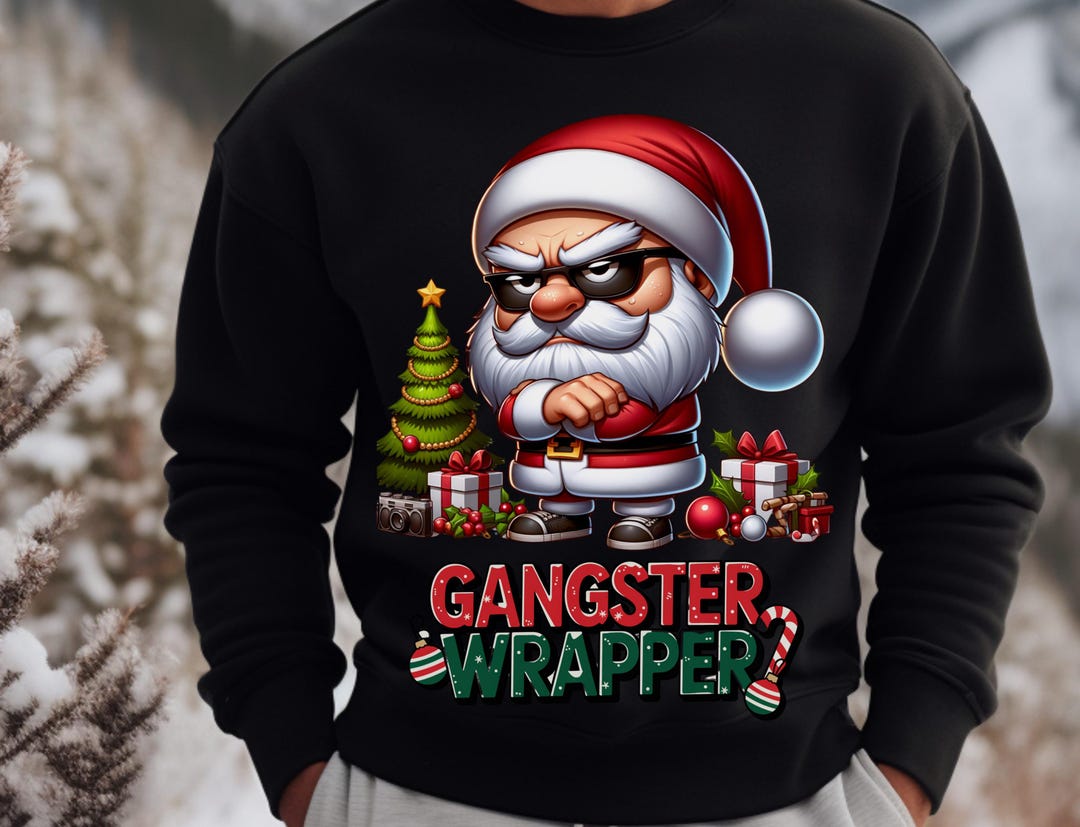 Gangster Wrapper Santa PNG – Funny Christmas Digital Design (digital ...