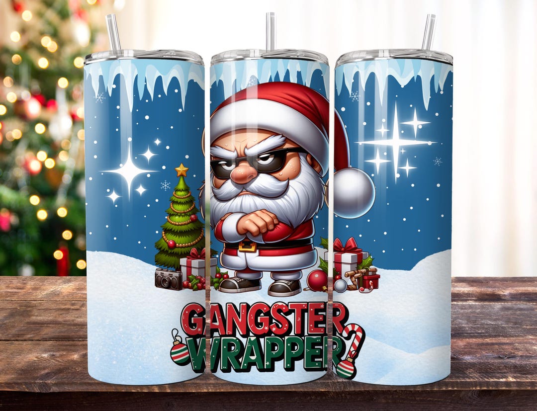 Gangster Wrapper Festive Png - Funny Santa Christmas Tumbler Wrap ...