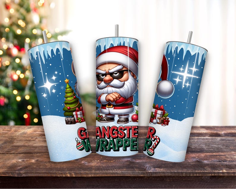 Gangster Wrapper Festive Png - Funny Santa Christmas Tumbler Wrap ...
