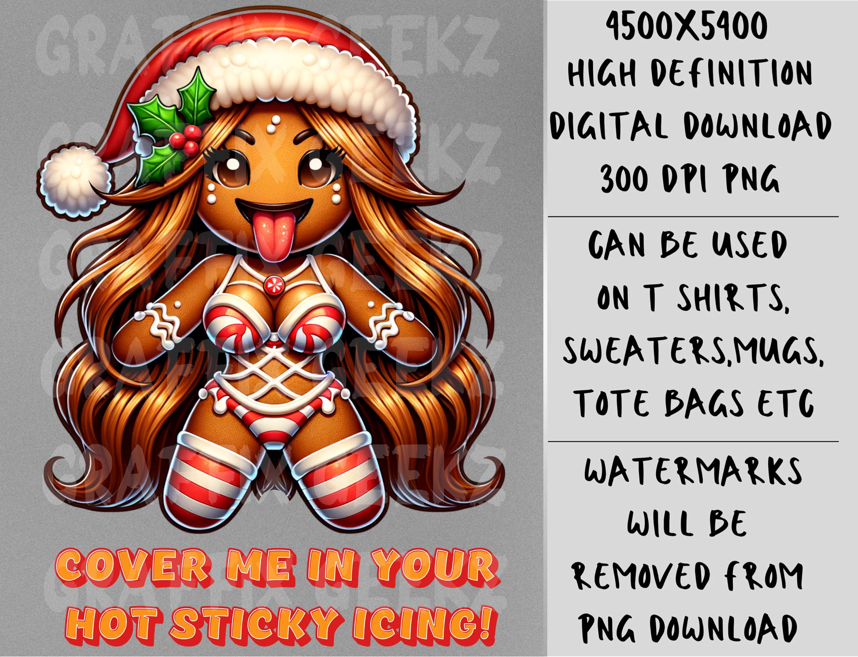 Sexy Gingerbread Woman Png Naughty Christmas Stripper Digital Design Png For T Shirts Mugs