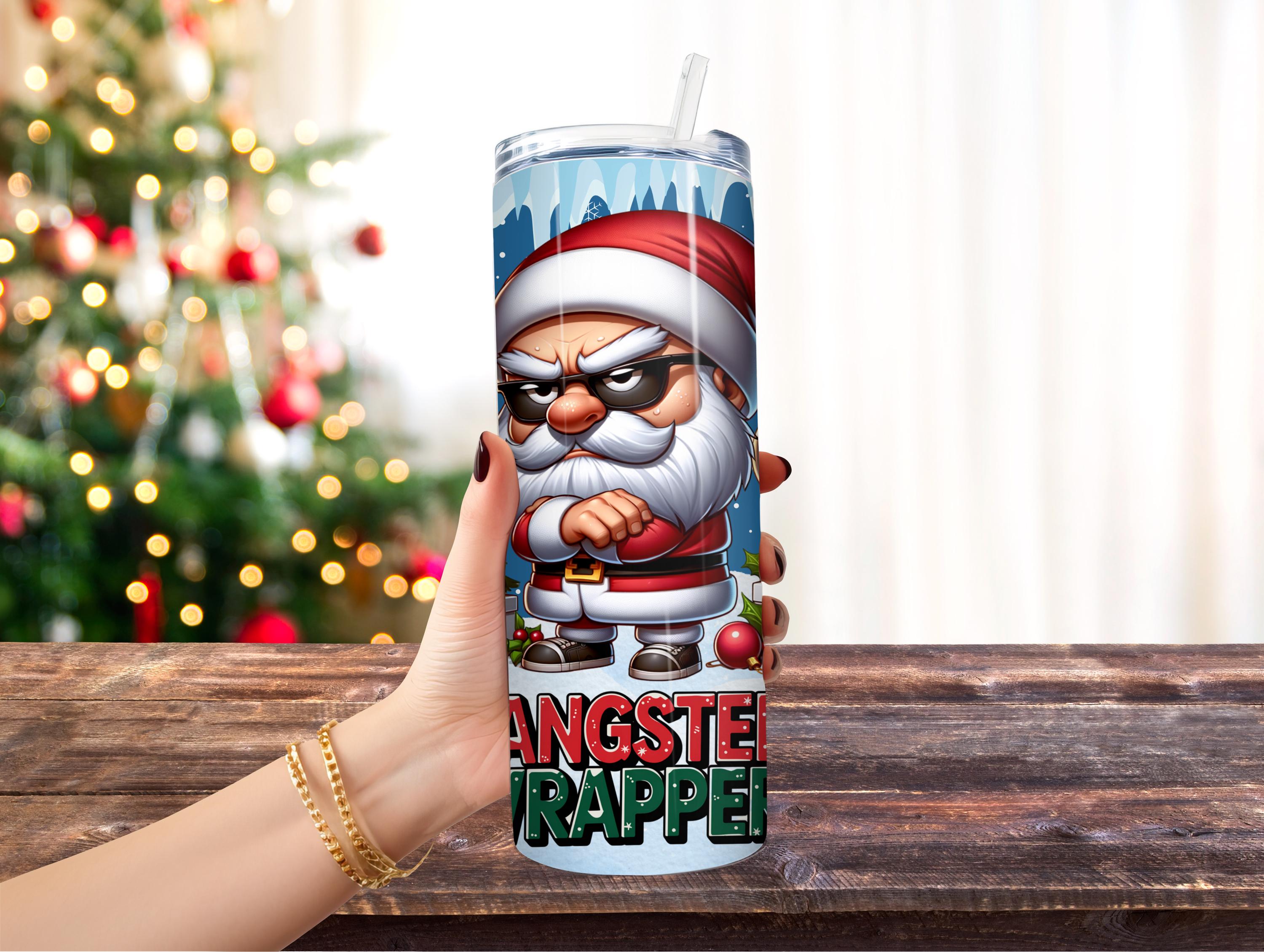 Gangster Wrapper Festive Png - Funny Santa Christmas Tumbler Wrap ...