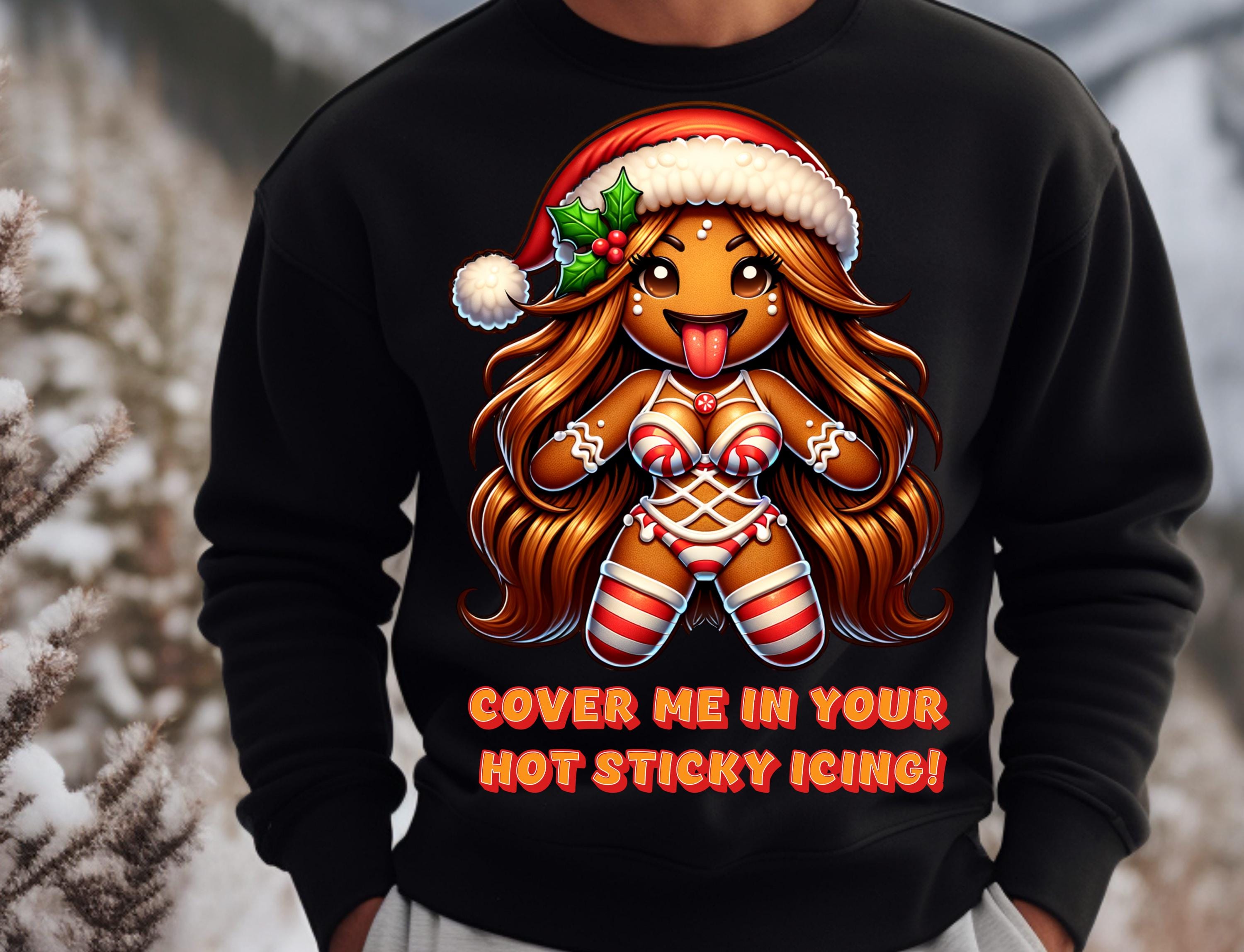 Sexy Gingerbread Woman Png Naughty Christmas Stripper Digital Design Png For T Shirts Mugs