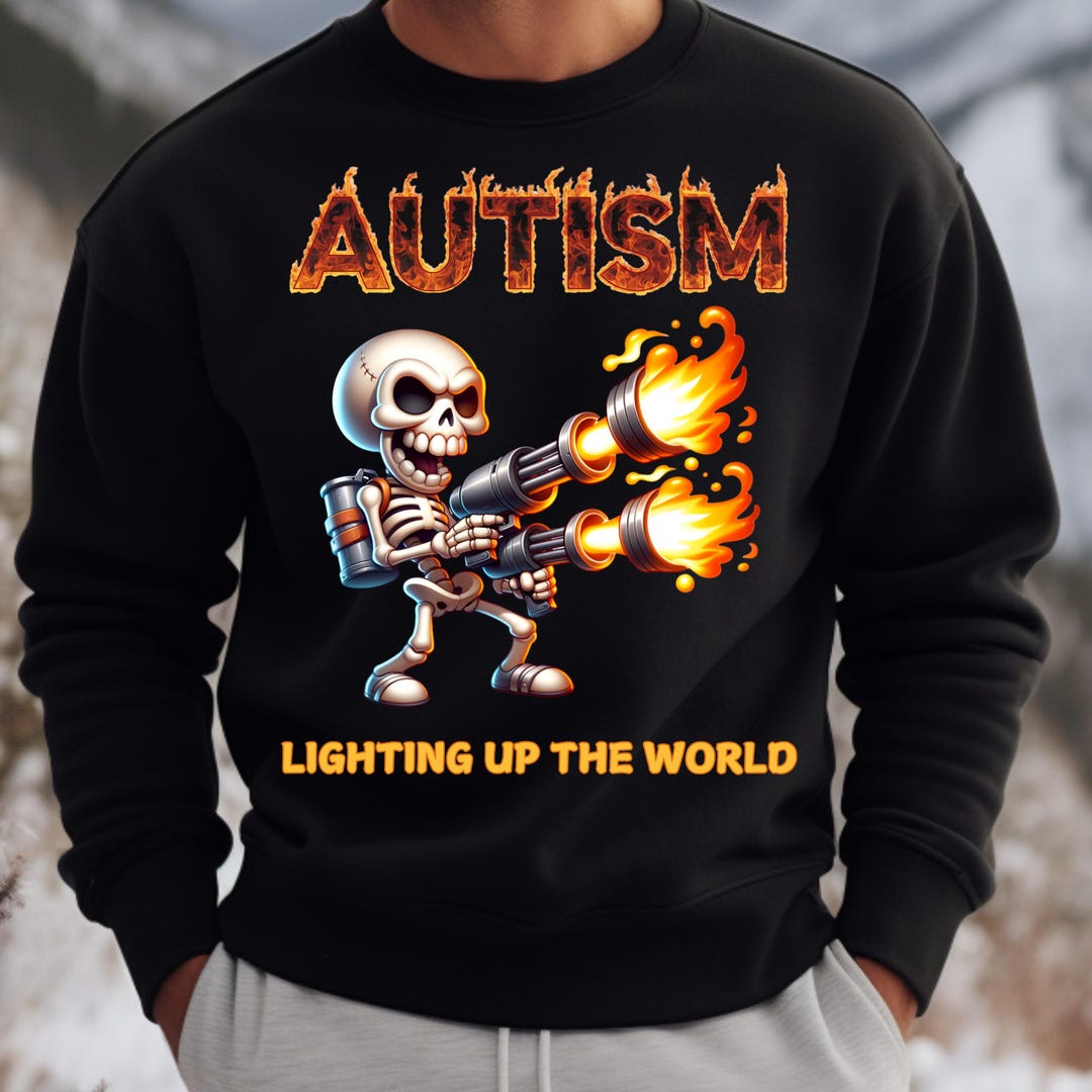 Funny Autism Awareness Skeleton PNG – "lighting up the World" Digital ...