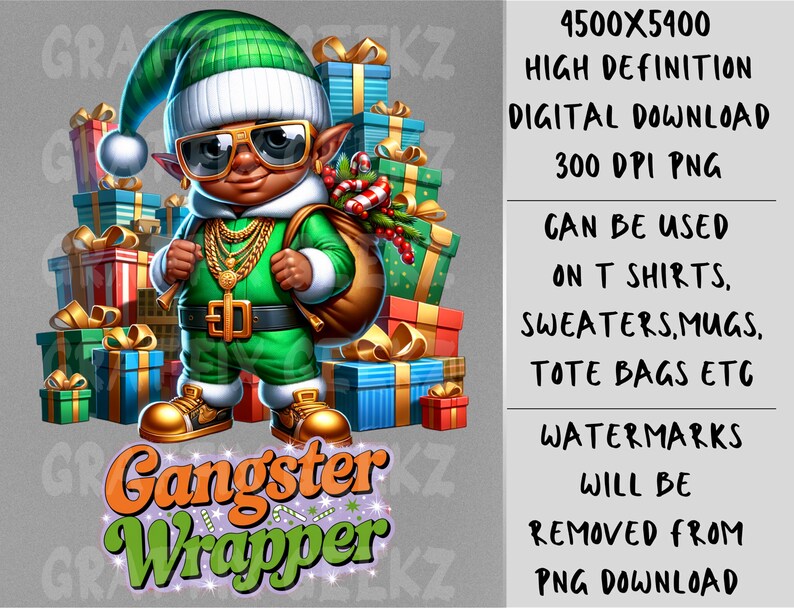 Gangster Elf PNG - Funny Christmas Design (digital Download) - Etsy