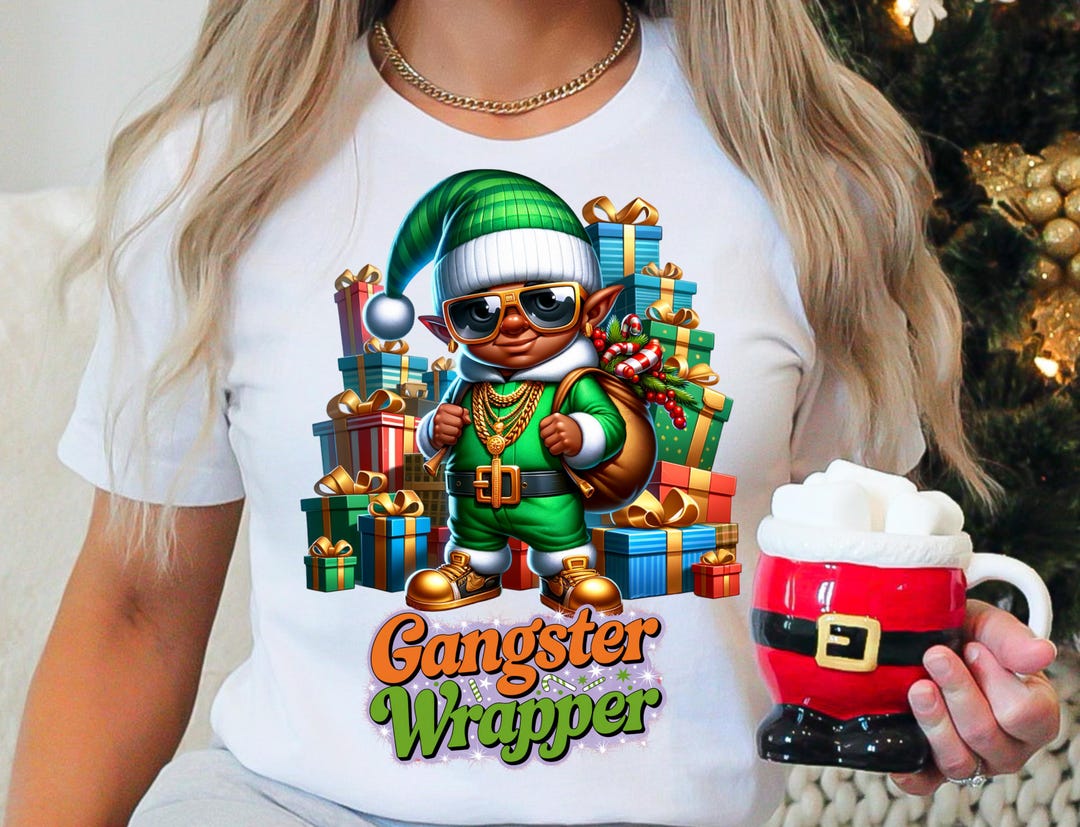 Gangster Wrapper Hip Hop Elf PNG - Funny Christmas Elf Digital Design ...