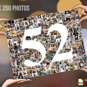 52nd Birthday Photo Collage, Number Photo Collage, 52nd Anniversary ...