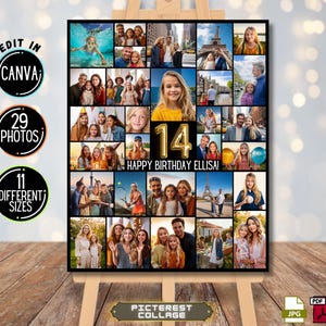 Editable 14th Birthday Photo Collage Gift, Gift for Kids, Photo Montage ...