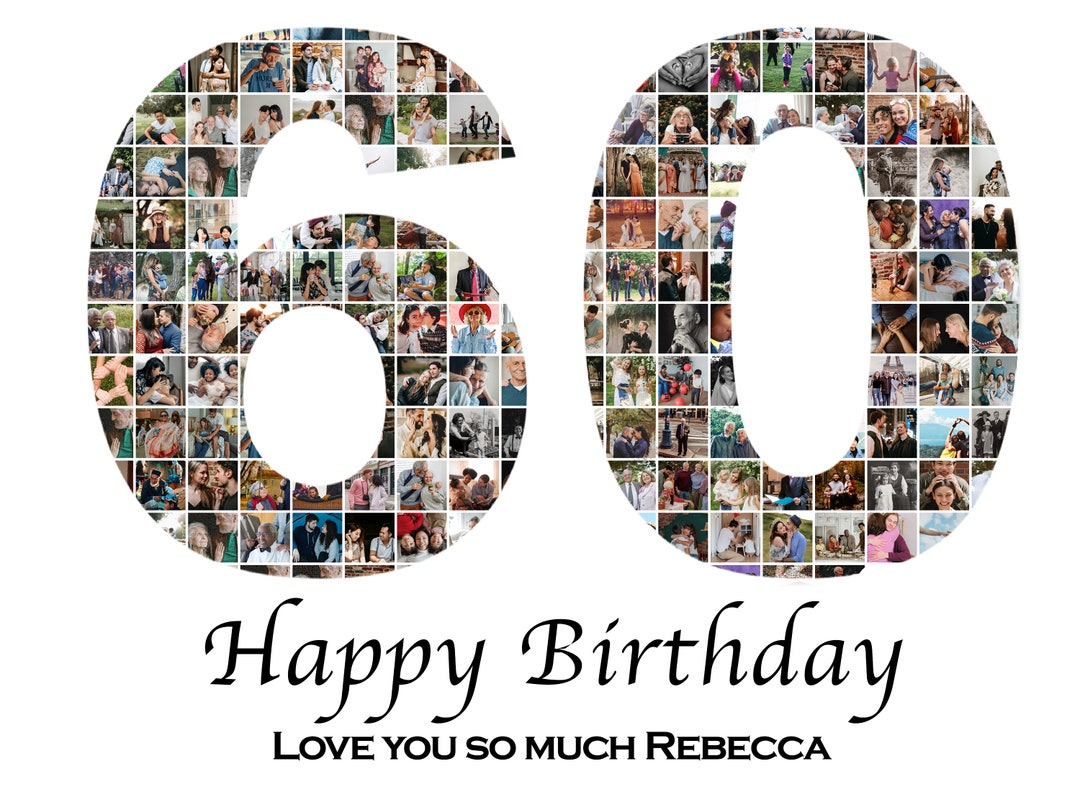 Custom 60th Birthday Number Photo Collage Gift, Gift for Grandpa, 60th ...