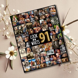 91st Birthday Photo Collage TEMPLATE, Party Sign, Editable Photo ...