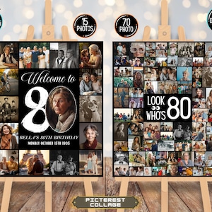 Editable 80th Birthday Gift, Template SET Birthday Photo Collage, Look ...