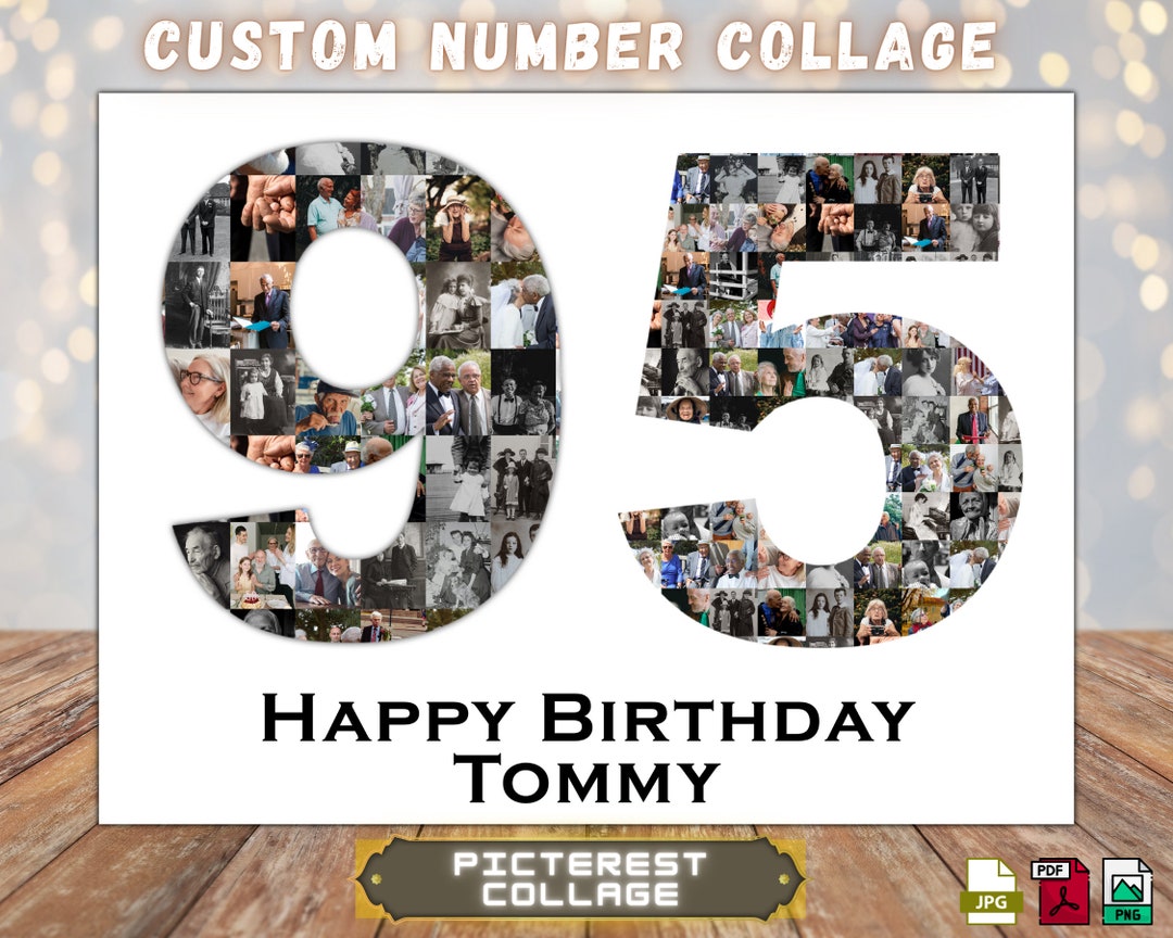 Custom 95th Birthday Photo Collage, Number Photo Collage, 95th Birthday ...