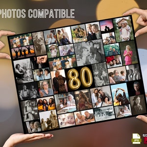 Editable 80th Birthday Photo Collage Template: Customizable Canva ...