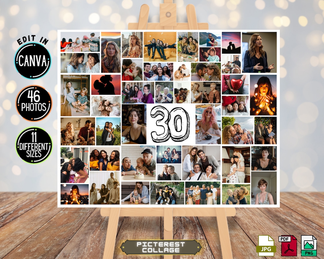 Template 30th Birthday Collage, 30th Birthday Photo Montage Board ...