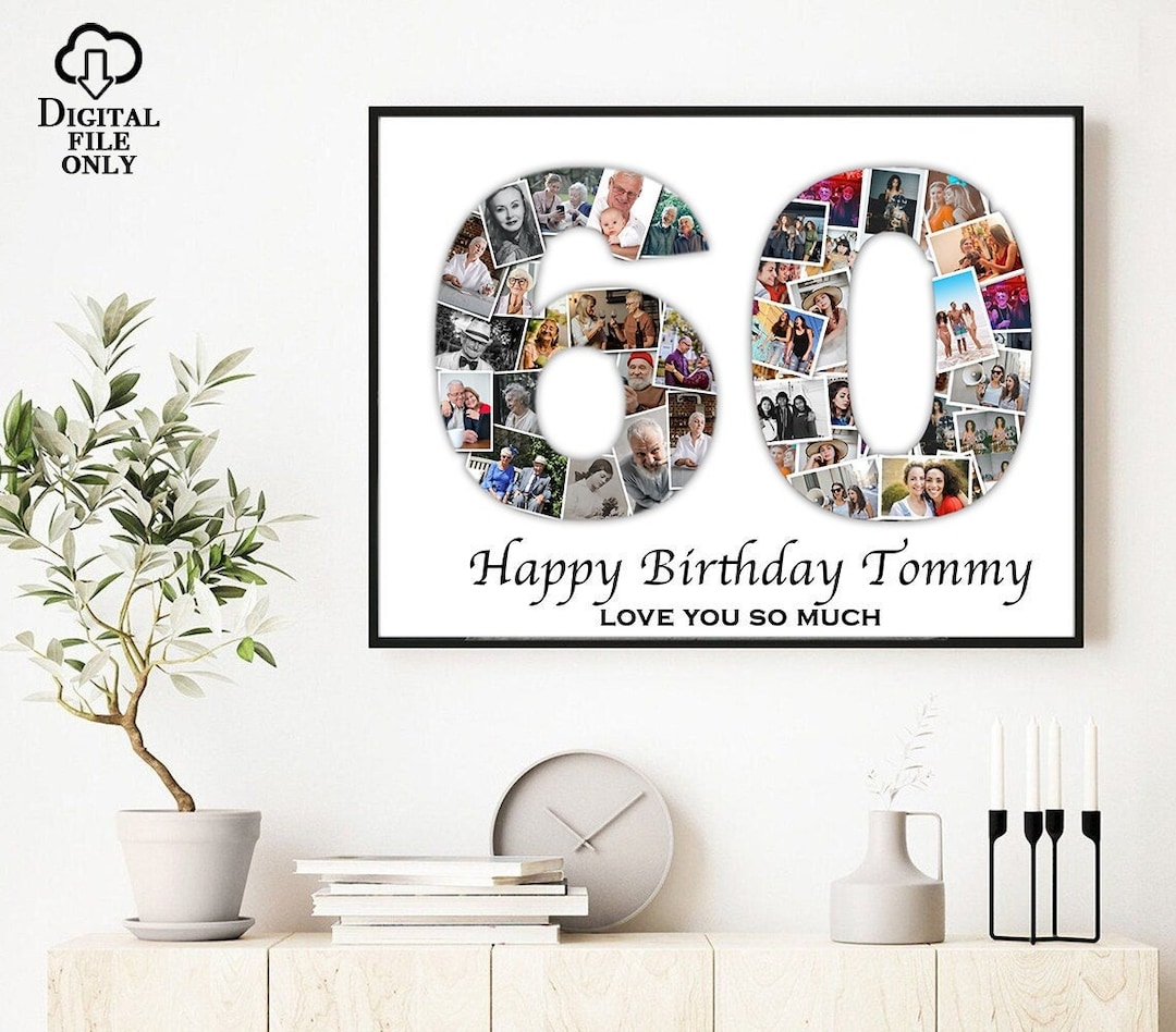 Personalized 60th Birthday Gift Collage, 60th Birthday Photo Collage ...