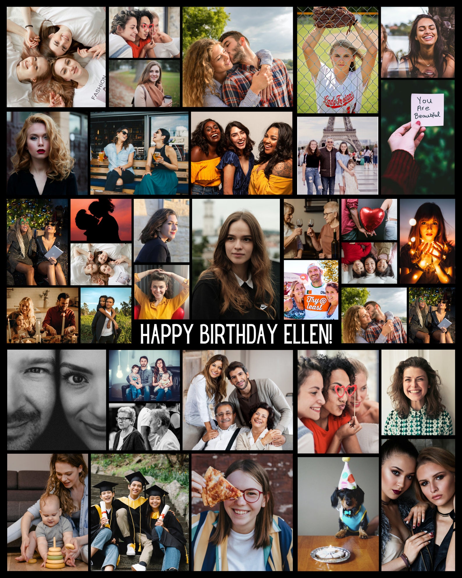 Editable Birthday Photo Collage SET Photo Montage Board, Celebrate Life ...