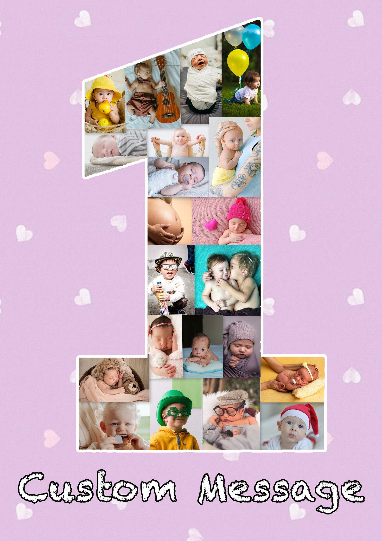 1st Birthday Photo Collage Baby Photo Collage Number - Etsy