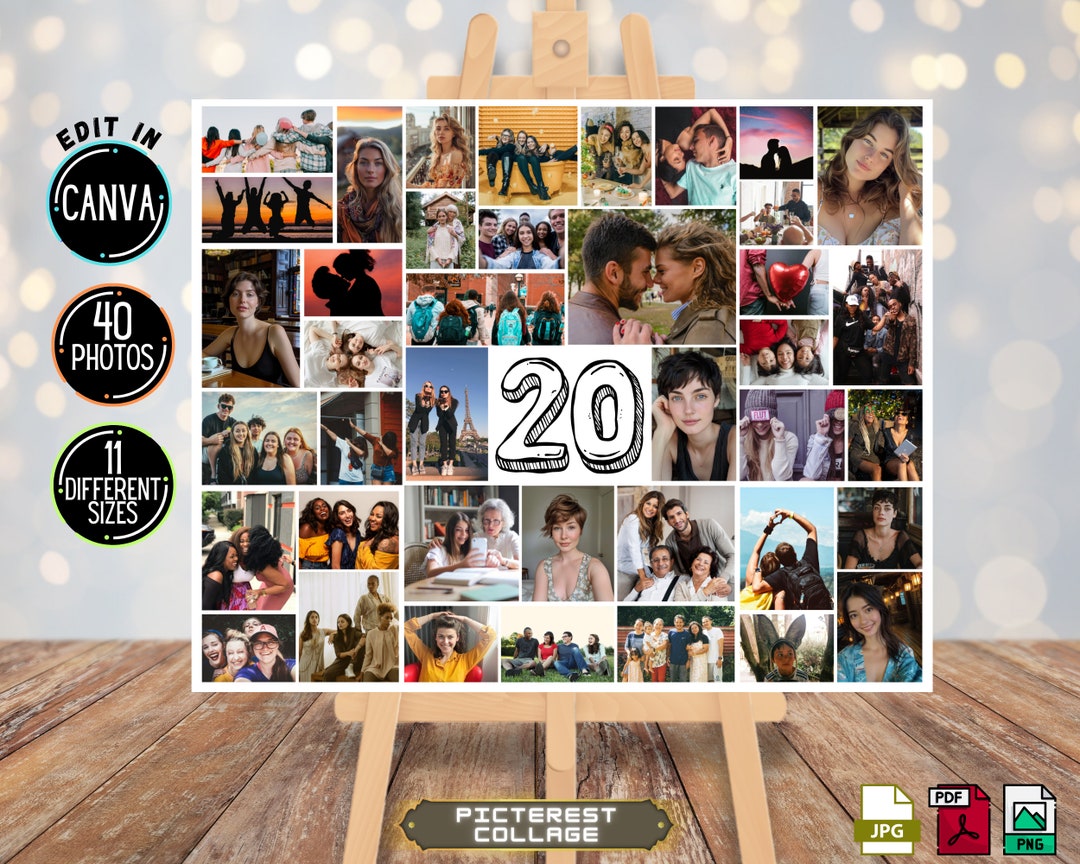 Editable 20th Birthday Photo Collage Canva Template, Celebrate Life ...