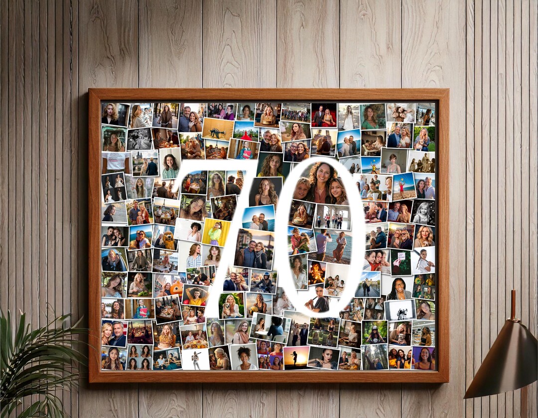 Custom 70th Number Photo Collage, 70th Birthday Gift, Anniversary Gift ...