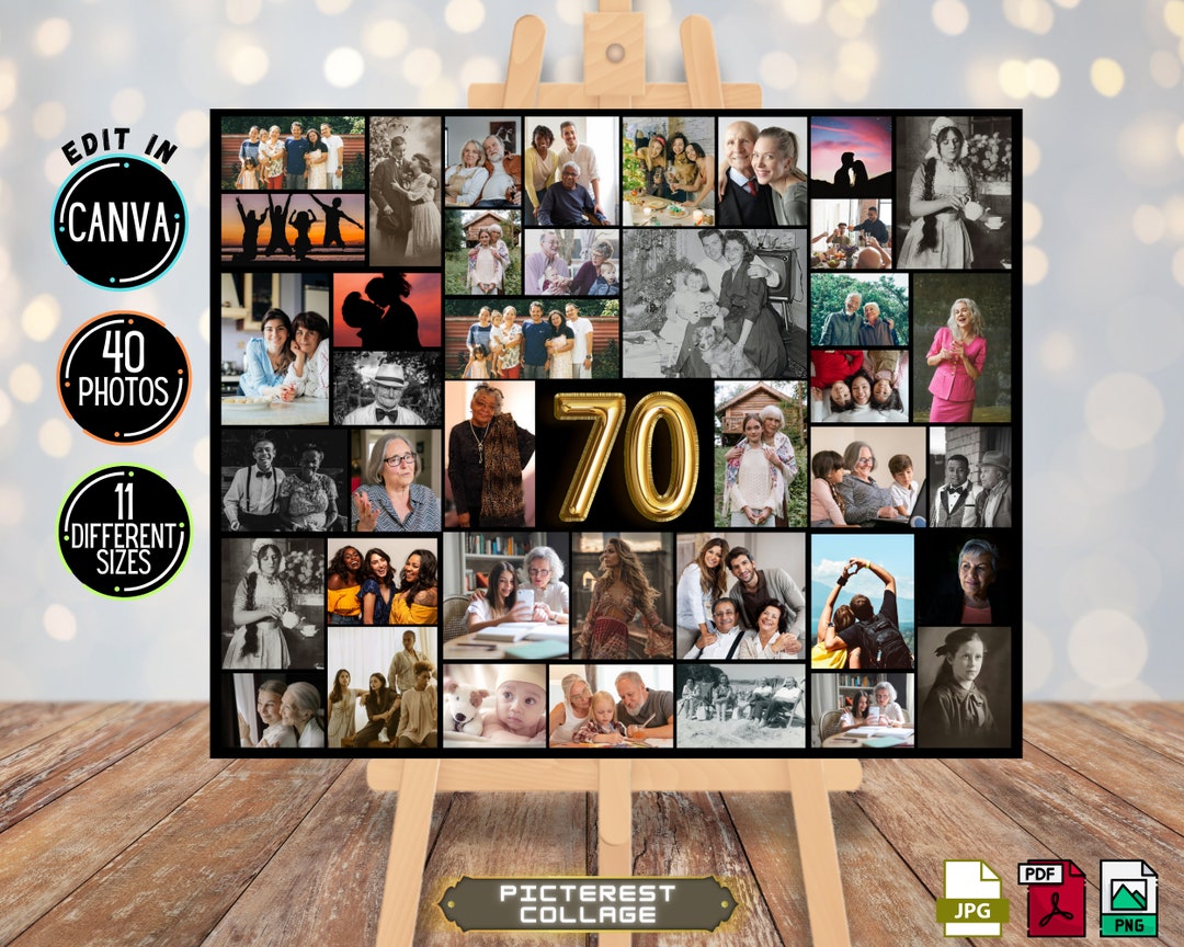 Customizable Template 70th Birthday Photo Collage, Birthday Photo ...