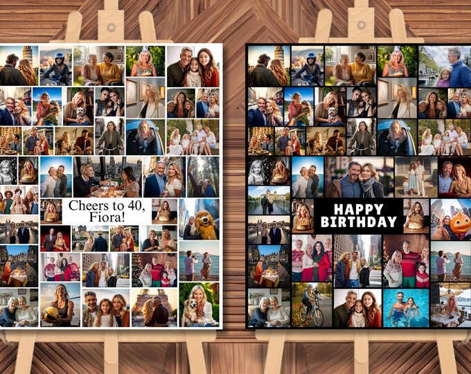 EDITABLE Personalized Photo Collage, 70 Years Perfect for Birthday and ...