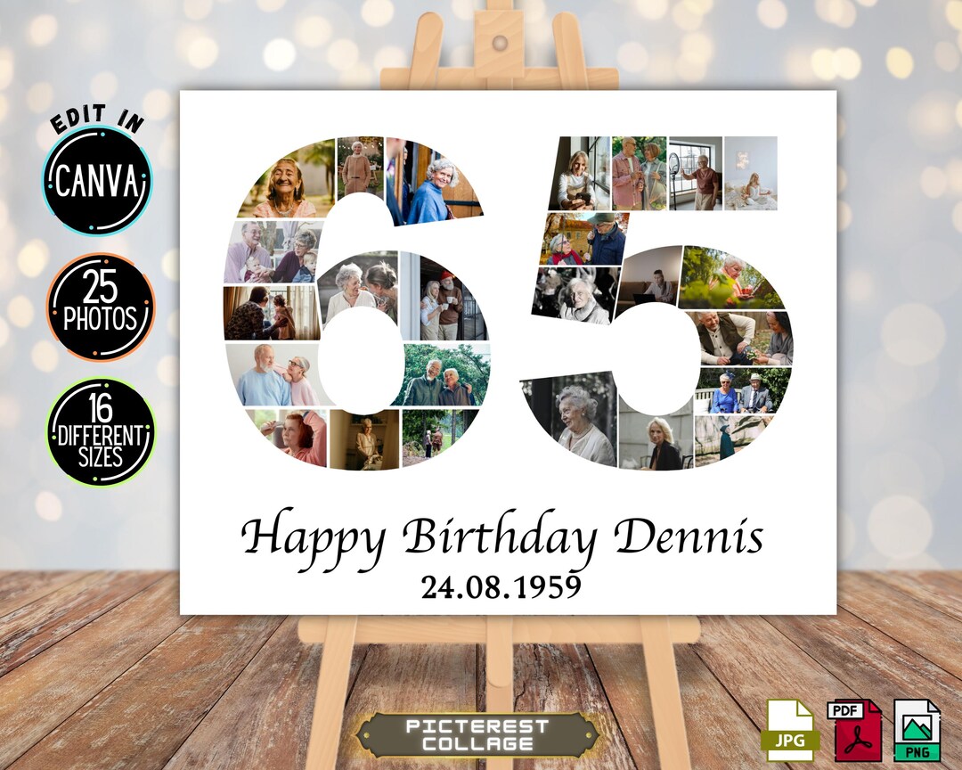 65th Number Collge Birthday Poster - TEMPLATE Personalized Photo ...