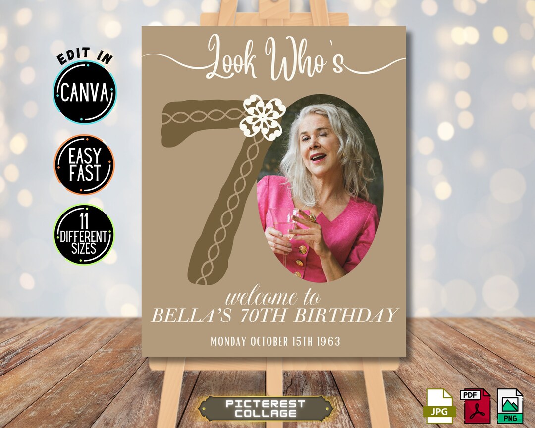 70th Birthday Photo TEMPLATE, Look Who's 70, Personalizable Photo ...