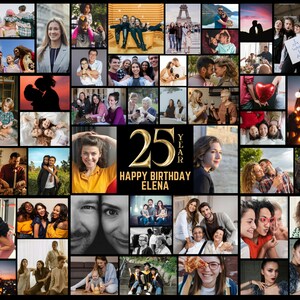 25th Birthday Photo Collage: A Bespoke Gift With Your Photos! Perfect ...