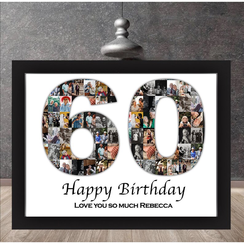 Custom 60th Birthday Photo Collage, Number Photo Collage, 60th Birthday ...