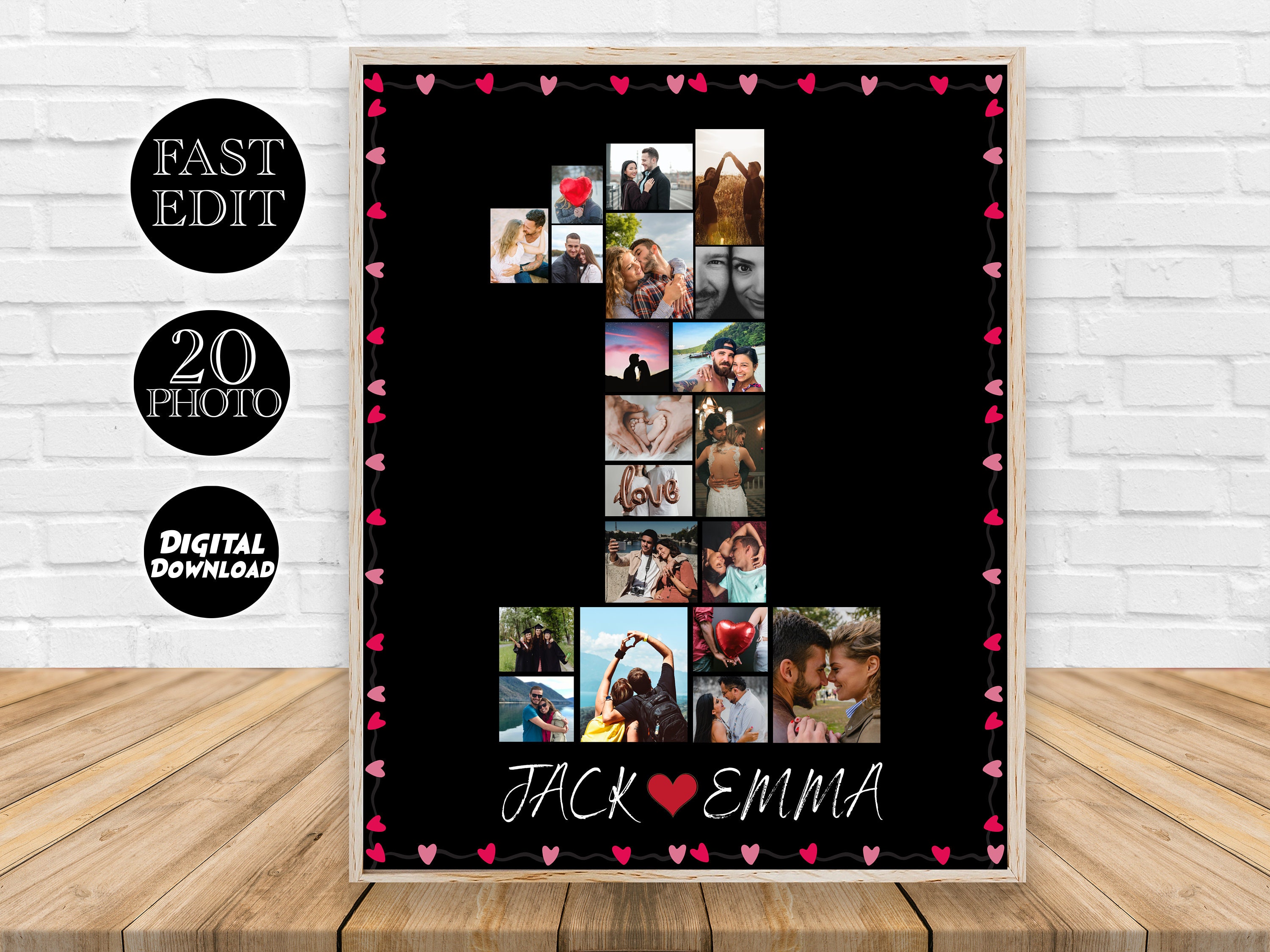 Custom 1st Number Collage First Anniversary Gift Custom - Etsy