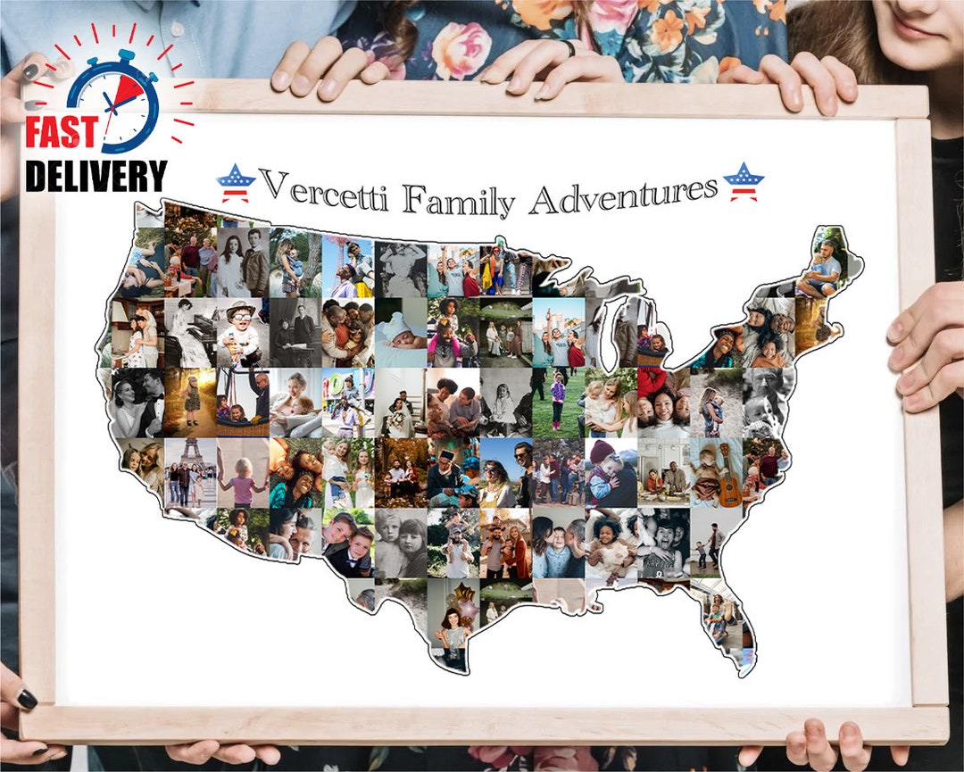 Personalized USA Photo Collage Map Map of United States USA - Etsy