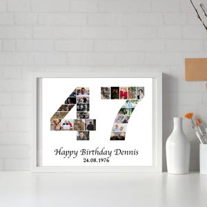 47th Birthday Collage Poster TEMPLATE, Personalized Photo Montage Board ...