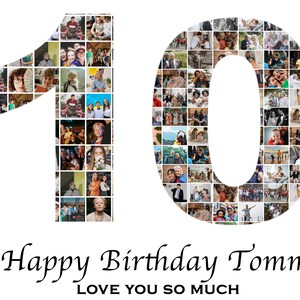 Custom 10th Birthday Photo Collage, Number Photo Collage, 10th Birthday ...
