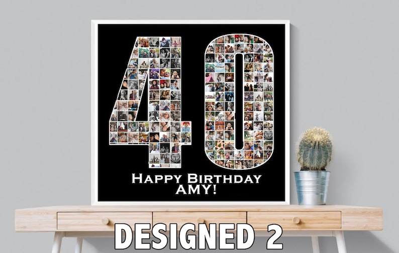 40th Birthday Photo Collage Number Photo Collage 40th - Etsy