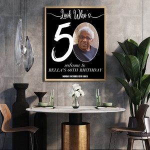 50th Birthday Poster, Look Who's 50, Unique 50th Number Celebration ...