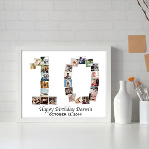 Custom 10th Birthday Photo Collage 10th Anniversary Gift - Etsy