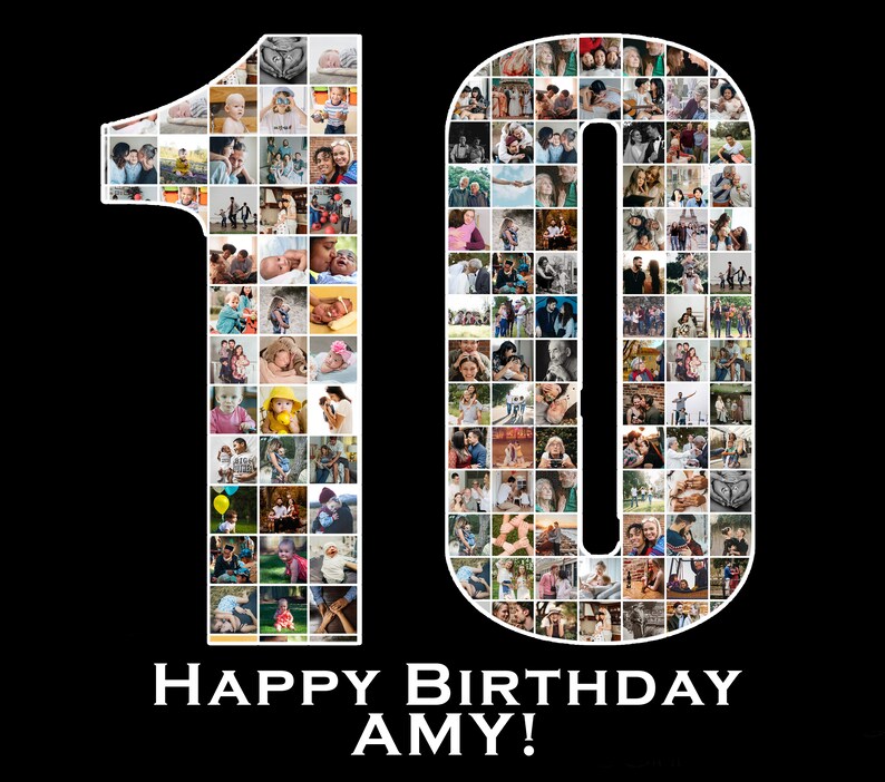 Custom 10th Birthday Photo Collage Number Photo Collage 10th - Etsy
