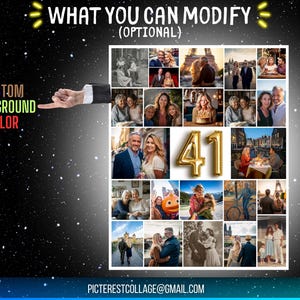 41st Birthday Gift, Editable Photo Collage Template, 41st Birthday ...