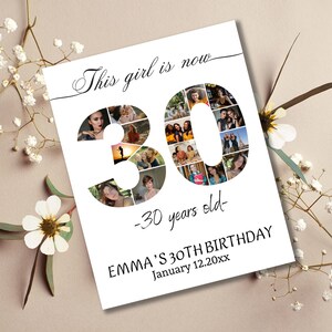 Editable 30th Number Birthday Photo Collage TEMPLATE, Custom Photo ...