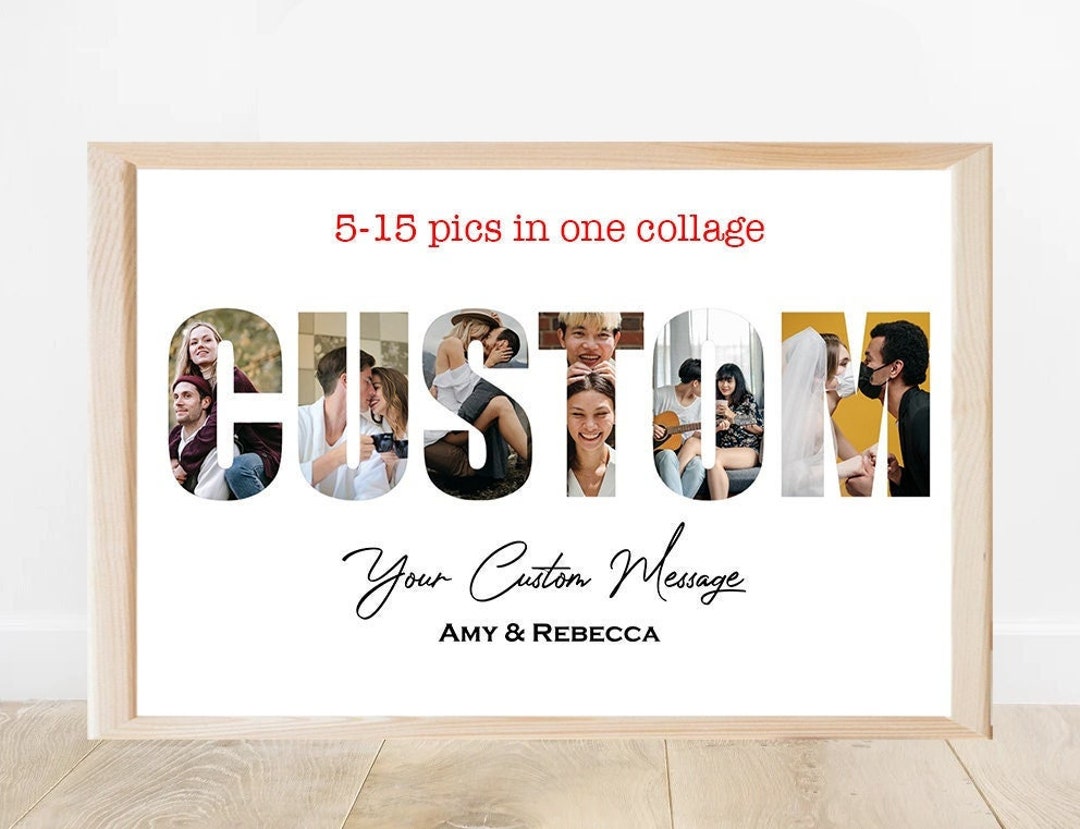 Custom Name Picture Collage, Any Custom Word Collage, Personalized Text ...