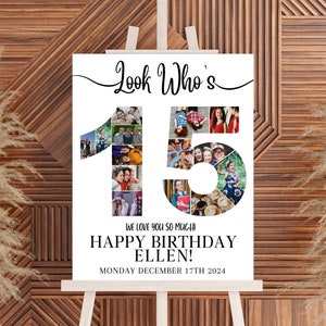 15th Birthday Photo Collage Poster Template: Custom Montage (digital ...