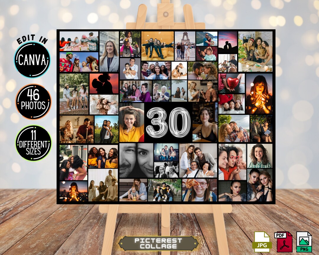 Editable Collage 30th Birthday Photo Template, Celebrate Life, Photo ...