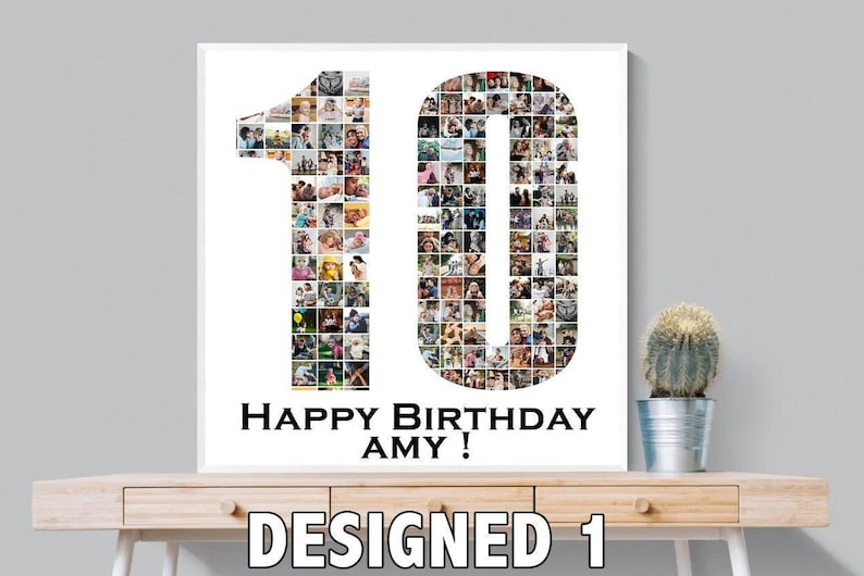Custom 10th Birthday Photo Collage Number Photo Collage 10th - Etsy
