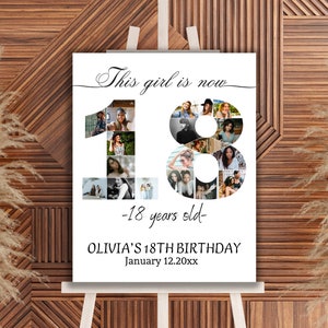 Editable 18th Number Birthday Photo Collage TEMPLATE, Custom Photo ...